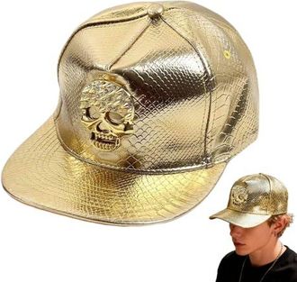 Generico Casquette Hip Hop pour homme, accessoire streetwear dor&eacute;, chapeau &agrave; bord plat - pour hommes et femmes sports de plein air, &eacute;v&eacute;nements, concerts, f&ecirc;tes