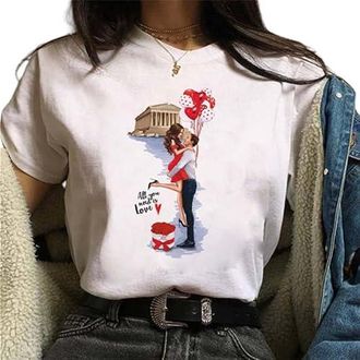 Keephen Chic Mode Filles Impression 3D T-Shirts pour Femmes Casual &Eacute;t&eacute; Manches Courtes Col Ras du Cou Pullover Blouse Tops