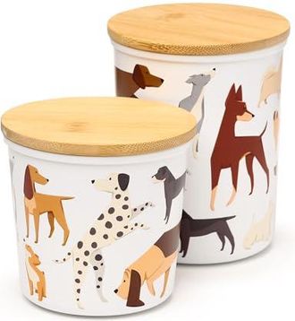 Puckator Set mit 2 rPET Vorratsdosen mit Bambusverschluss - Hunde - Barks Dog