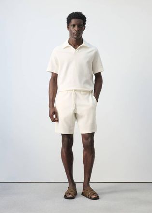 Mango Bermuda coton textur&eacute; cordon blanc - Homme - XXL - MANGO MAN