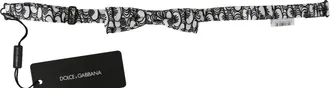 Dolce & Gabbana Mens White Pattern Silk Adjustable Neck Papillon Tie