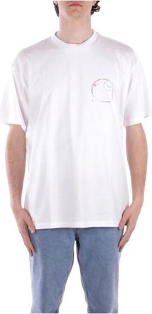 Carhartt Work in Progress Homme, Tops, Blanc, Taille: S T-shirt Blanc avec Logo Coupe Regular