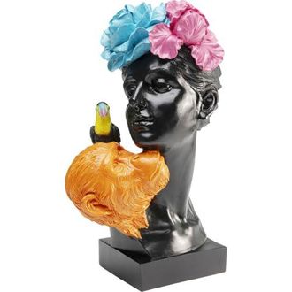 Kare Design Design Deko Figur Jungle Lady, Schwarz/Bunt, 40cm H&ouml;he, Deko Objekt, Deko Statue modern, Geschenk, Tropische Frauenfigur mit Bl&uuml;tenkrone, Wohnzimmer