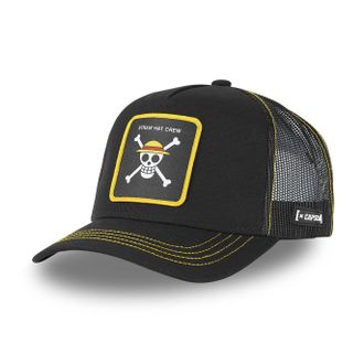 Capslab Strohhut Crew One Piece Schwarz Trucker Cap - One-Size