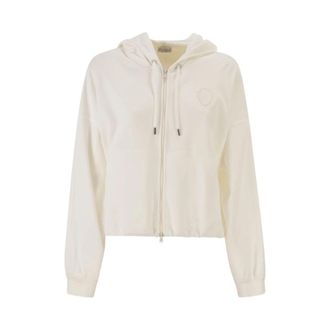 Brunello Cucinelli Kapuzenpullover mit durchgehendem Rei&szlig;verschluss aus Baumwoll-Jersey - - Sweatshirts & Hoodies - Damen - Wei&szlig; - S