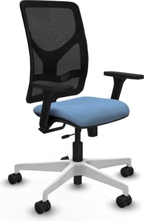 Piqueras y Crespo Arbeitsbankstuhl mit 3D-Armen, h&ouml;henverstellbare Lendenwirbelst&uuml;tze, ausgestattet mit Syncro/Traslack und Schneidschaum, mit Rollen 65 mm, Nylon, Schw