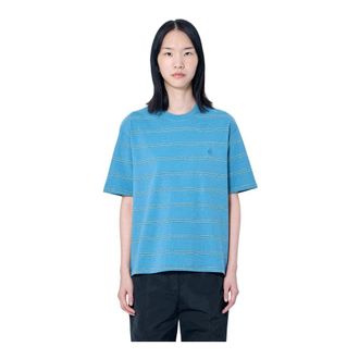 Jil Sander Gestreiftes Baumwoll-Jersey-T-Shirt - - Tops - Damen - Blau - XS