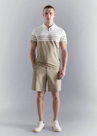 Mango Zweifarbiges Polo mit Rei&szlig;verschlusskragen beige - Herren - XXL - MANGO MAN
