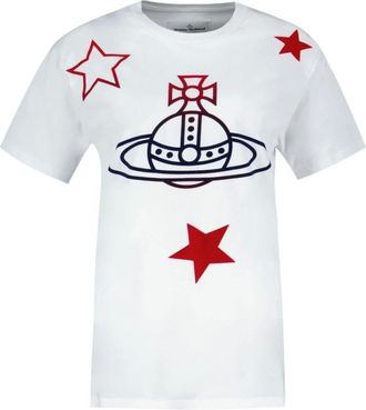 Vivienne Westwood Femme, Tops, Blanc, Taille: 42 FR Orb and Stars Classic T-Shirt