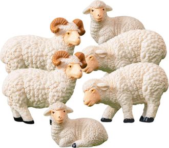 Pretyzoom 6st&uuml;cke Teiliges Miniatur Schaf Ziegenfiguren Aus Resin Niedliche Tierornamente F&uuml;r Mini-Garten Tischdekoration F&uuml;r Tierliebhaber
