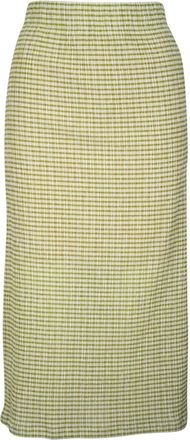 Vince jupe mi-longue fronc&eacute;e &agrave; carreaux - Vert