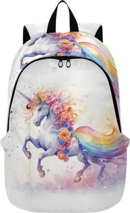 Mnsruu Sac &agrave; dos de voyage l&eacute;ger licorne pour ordinateur portable, &eacute;cole, pour adultes, adolescents et &eacute;tudiants, Licorne en, taille unique