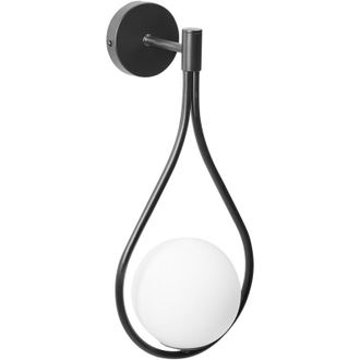 Beliani Applique Murale Moderne Elegante Abat-jour Rond en Verre Base M&eacute;tallique Forme de Goutte Noir Lizonne
