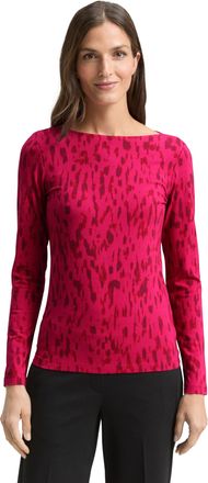 Tom Tailor Damen 1049182 Langarmshirt mit Muster, 39045-Pink Sparkle Design, XL