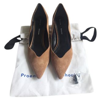 Proenza Schouler Wavy Suede Kitten Heel Pumps Size 36.5