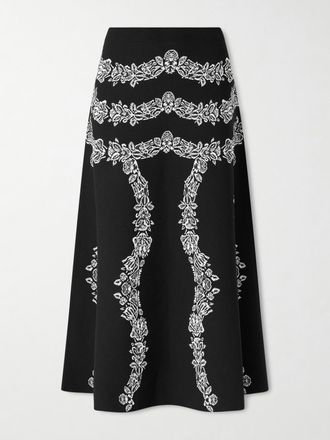 Ulla Johnson Valencia Midirock Aus Jacquard Mit Blumenmuster - Schwarz