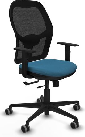 Piqueras y Crespo B&uuml;rostuhl mit 1D-Armen, h&ouml;henverstellbare Lendenwirbelst&uuml;tze, ausgestattet mit Syncro/Traslack und injiziertem Schaum. Schwarz/Petrolgr&uuml;n