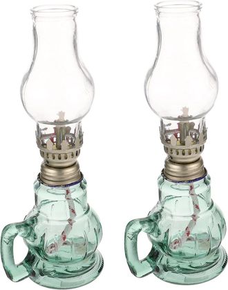 SOLUSTRE 2stücke Vintage Glas Öllampe Für Home Desktop Und Buddhistische Nutzung Windschutz Design Langlebiges Glas Praktische Retro Petroleumlampe Für Notbele
