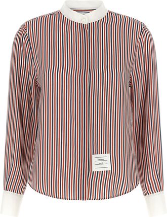 Thom Browne RWB-Striped Silk Blouse - Multicolor