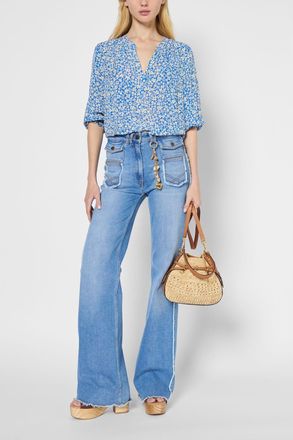 Gerard Darel Blouse fluide &agrave; fleurs - UREN - Bleu ocean