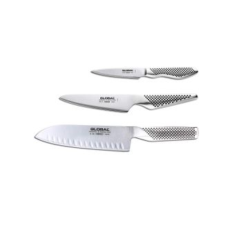 Global Yoshikin Messerset 3-teilig G-80338 (Santoku, kleines Kochmesser, Sch&auml;lmesser)