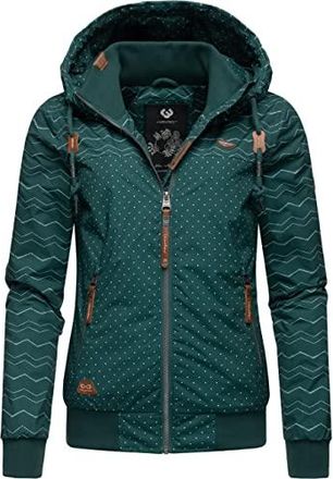 Ragwear Veste dhiver chaude pour femme - Manteau court avec capuche Nuggie Zig Zag - Tailles XS à 6XL, Vert foncé 22, L
