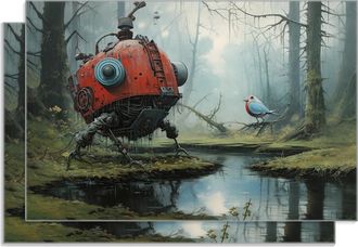 Wallario 2er Set Fr&uuml;hst&uuml;cksbrettchen aus Glas, Glasunterlage, Glasbrettchen Begegnung im Nebel, Gr&ouml;&szlig;e 30 x 20 cm, Sicherheitsglas