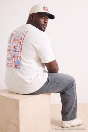 Trendyol MAN Jungen Ecru Slogan Kurz Oversize Gro&szlig;e Gr&ouml;&szlig;en T-Shirts