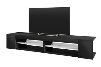 Selsey Mitchell - TV-Lowboard Schwarz Matt/Schwarz Hochglanz 180 cm breit mit LED
