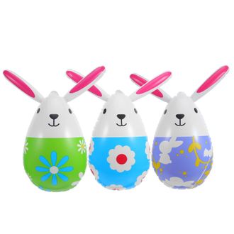 Cabilock 3 St&uuml;ck Aufblasbare Osterhasen Gartenfigur aus Kunststoff Wetterfeste Hasendekoration mit Bunten Eierballons Schnelle Aufbau Party Deko f&uuml;r Drau&szlig;en