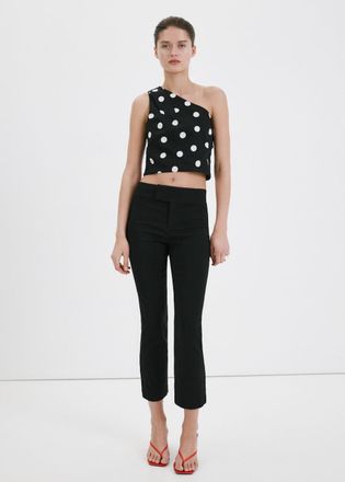 Mango Top asym&eacute;trique &agrave; pois noir - Femme - XS - MANGO