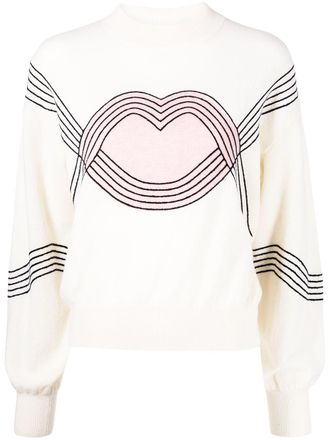 Markus Lupfer pull &agrave; imprim&eacute; graphique - Blanc