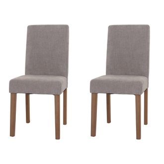 Mendler 2er-Set Esszimmerstuhl Littau, Stuhl K&uuml;chenstuhl Hochlehner, Stoff/Textil Chenille Holz - hellgrau, naturfarbene Beine