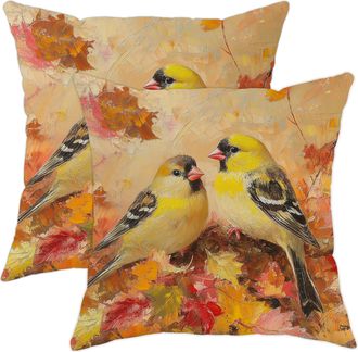 Generic Fall-Goldfink Zierkissenbezug Quadratische Zierkissenbez&uuml;ge Dekorative Kissenbez&uuml;ge F&uuml;r Sofa Bett Heimdekoration 45X45Cm 2Er Set