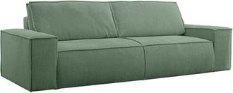 Vente-Unique Vente-unique - Canapé 4 places convertible en velours côtelé vert amande amelia