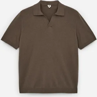 Arket Poloshirt Aus Baumwoll-Leinen -Beige