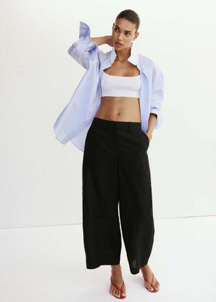 Mango Ballonhose aus Leinen schwarz - Damen - 34 - MANGO