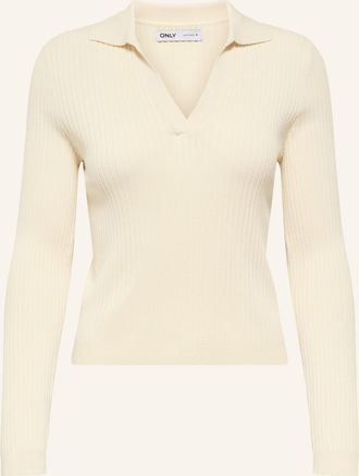 Only Strick-Poloshirt weiss