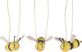 Dregeno Seiffen eG Behang Bienen, 5 Bienen aus Holz zum Aufhängen, von DREGENO SEIFFEN - Original erzgebirgische Handarbeit, stimmungsvolle Dekoration für Ostern