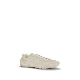 Prada Mens Beige Calf Leather Bos Taurus Sneakers