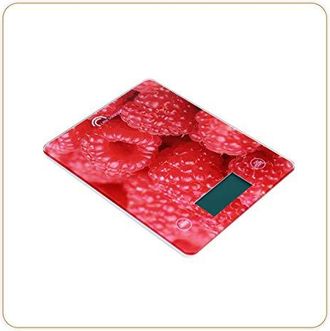 Little Balance 8102 Slim - Balance de cuisine électronique - 5 kg/1 g - Plateau en verre trempé - Design extra-plat - Décor Framboises