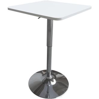 Happy Garden Table de bar carr&eacute;e blanche et chrome LUKE