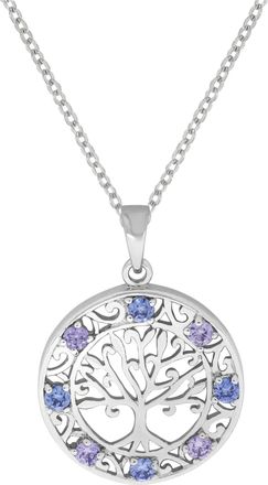 Zeeme Silber Halskette Silber 925 rhodiniert mit Lebensbaum-Motiv und Zirkonia-Steinen