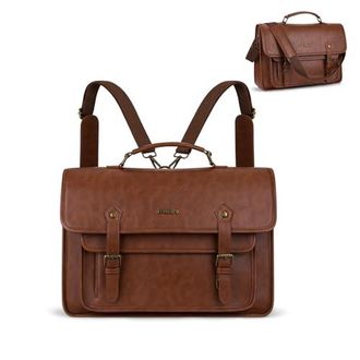 Mosiso Sac Messager Imperm&eacute;able 15,6 Pouces, Simili Cuir PU Vintage, Sacoche Pour Ordinateur Portable Convertible en Sac &agrave; Dos Pour Universit&eacute;/Travail/Voyage