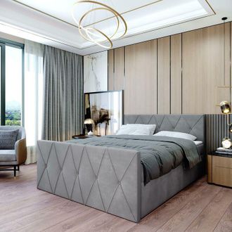 Furnix Boxspringbett cristi lux 200x200 Kopf- und Fu&szlig;teil Bettkasten Topper CL82 - Furnix