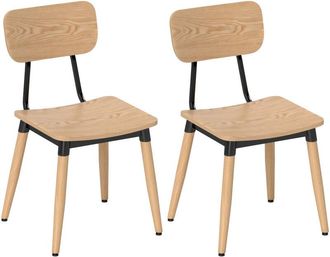 HOMCOM Lot de 2 chaises de salon style nordique néo-rétro piètement acier effilé effet bois