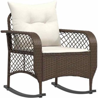 vidaXL Vidaxl - Garten-Schaukelstuhl mit Kissen Braun Poly Rattan