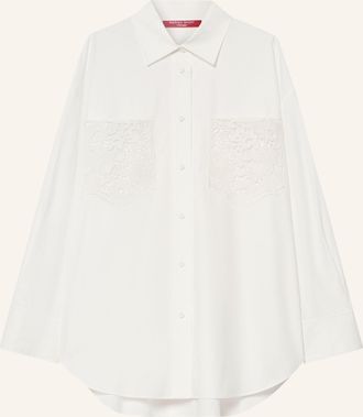 Marina Rinaldi Marina Rinaldi Hemdbluse Mit Spitze Und Schmucksteinen weiss