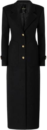 Pinko Pinko - Manteau en Laine et Cachemire avec Boutons Love Birds - Femme - Manteaux - Noir - Taille: 42 FR