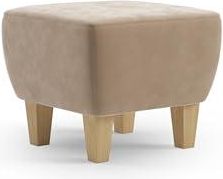 Cavadore Cavadore Hocker Vida / Polsterhocker mit massiven Holzfüßen in Buche / 52 x 46 x 52 / Mikrofaser, Hellbraun-Beige